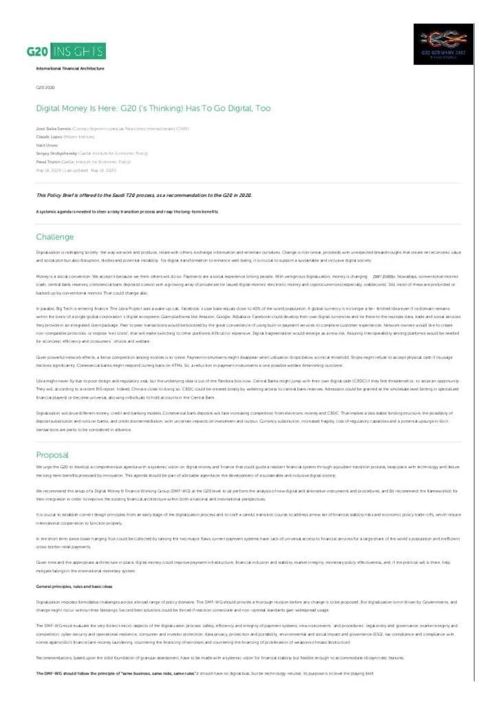 Digital Money Is Here: G20 (‘s Thinking) Has To Go Digital, Too – The ...