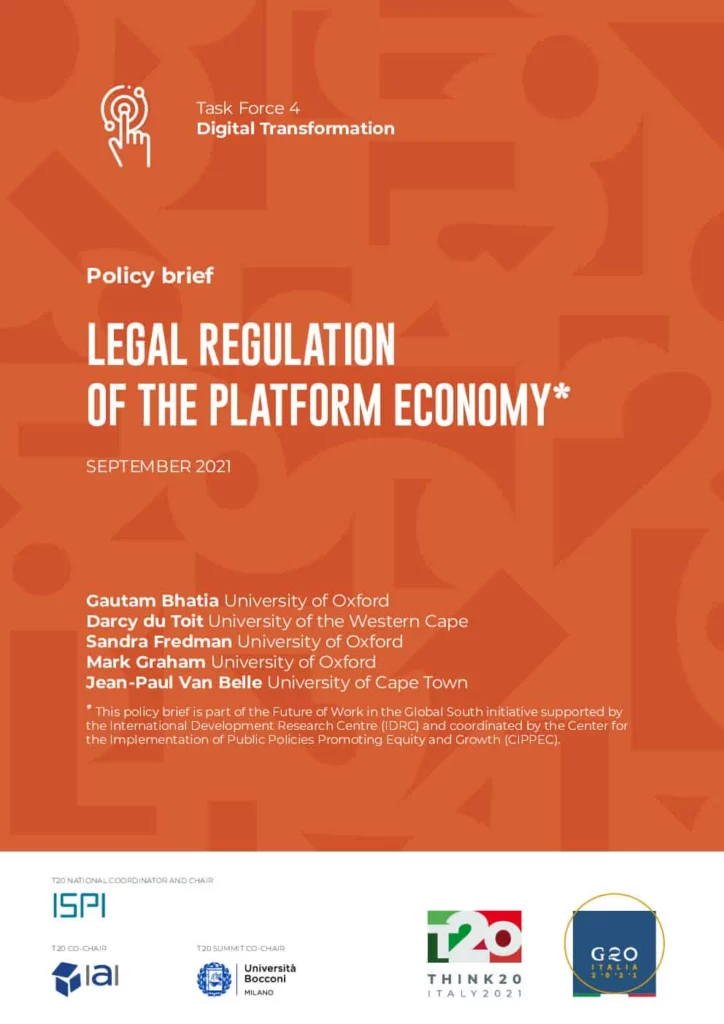 Legal regulation of the platform economy – The Global Solutions Initiative