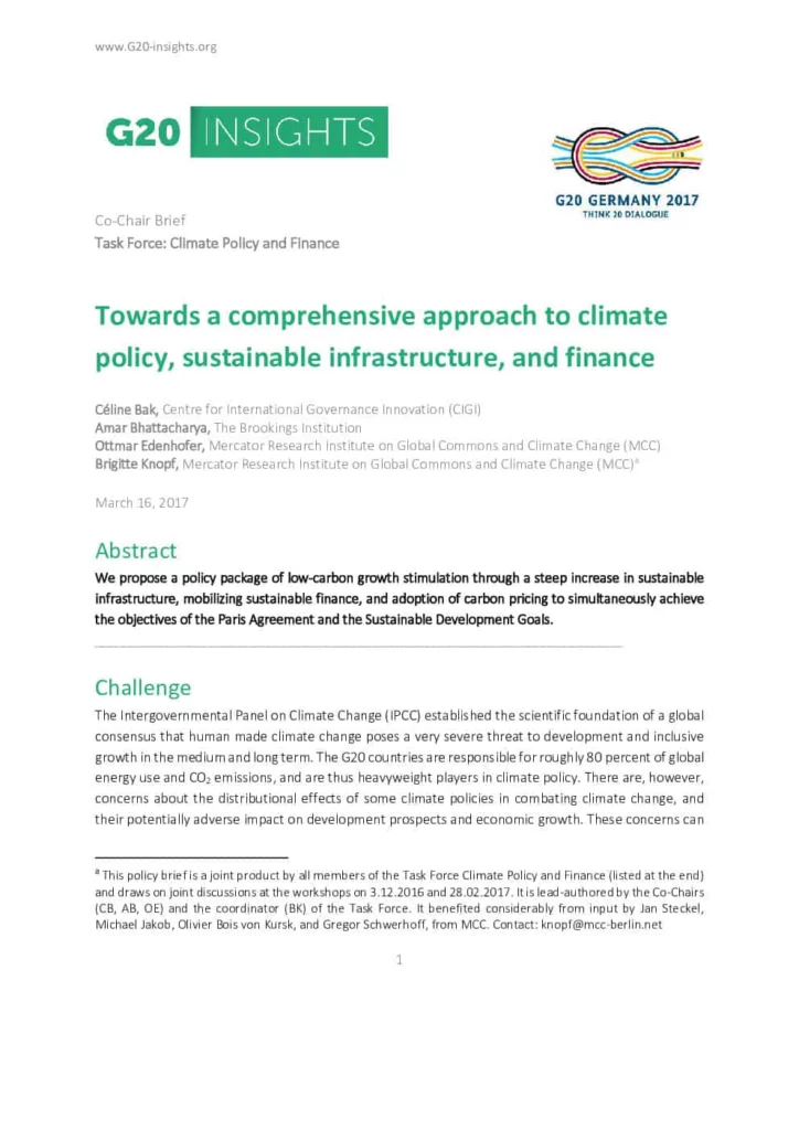 Towards a Comprehensive Approach to Climate Policy, Sustainable ...