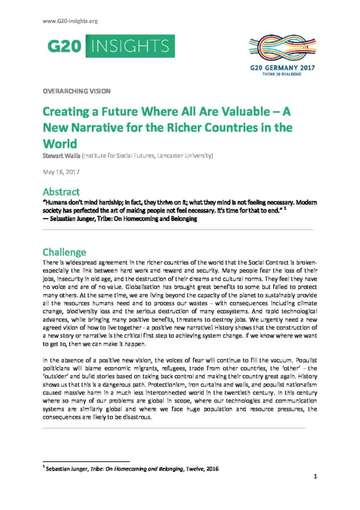 Creating a Future Where All Are Valuable – A New Narrative for the ...