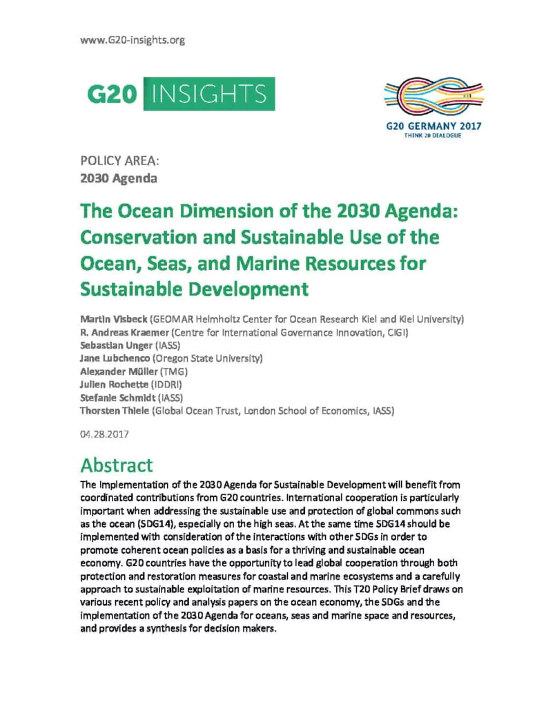 The Ocean Dimension of the 2030 Agenda: Conservation and Sustainable ...