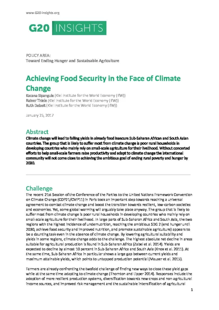 Achieving Food Security in the Face of Climate Change – The Global ...