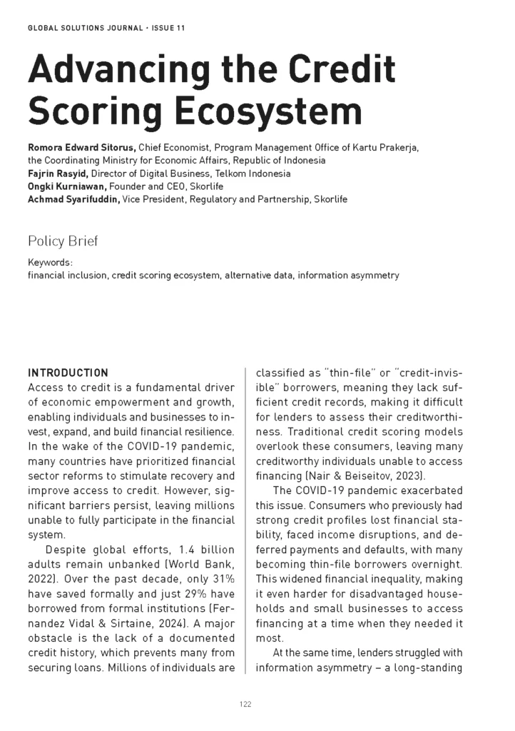 Advancing the Credit Scoring Ecosystem – The Global Solutions Initiative